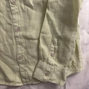 Zara | Shirts & Tops | Pastel Lime Green Linen Button Down Girls Shirt ...